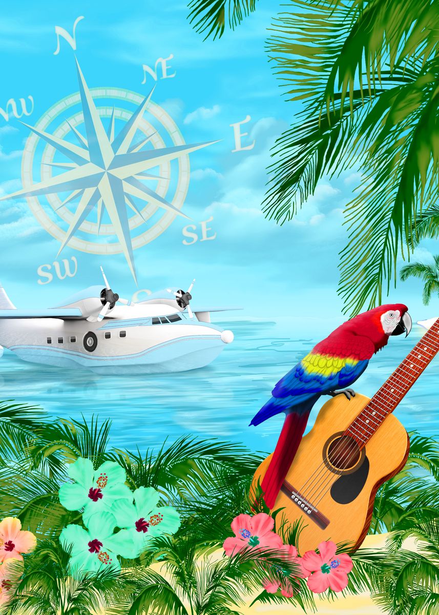 'Beach Island Music' Poster, picture, metal print, paint by Chris ...