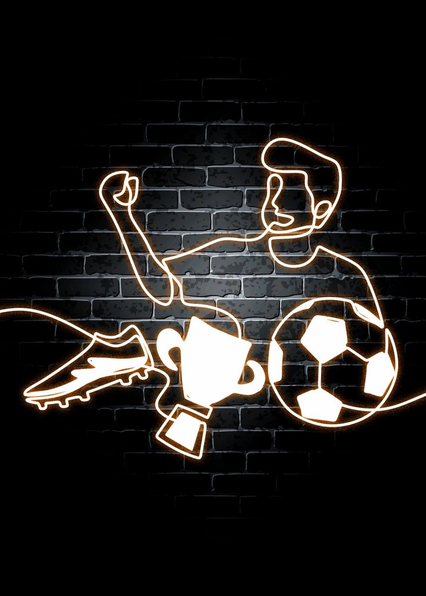 'Football Neon Sport' Poster, picture, metal print, paint by EPL Retro ...