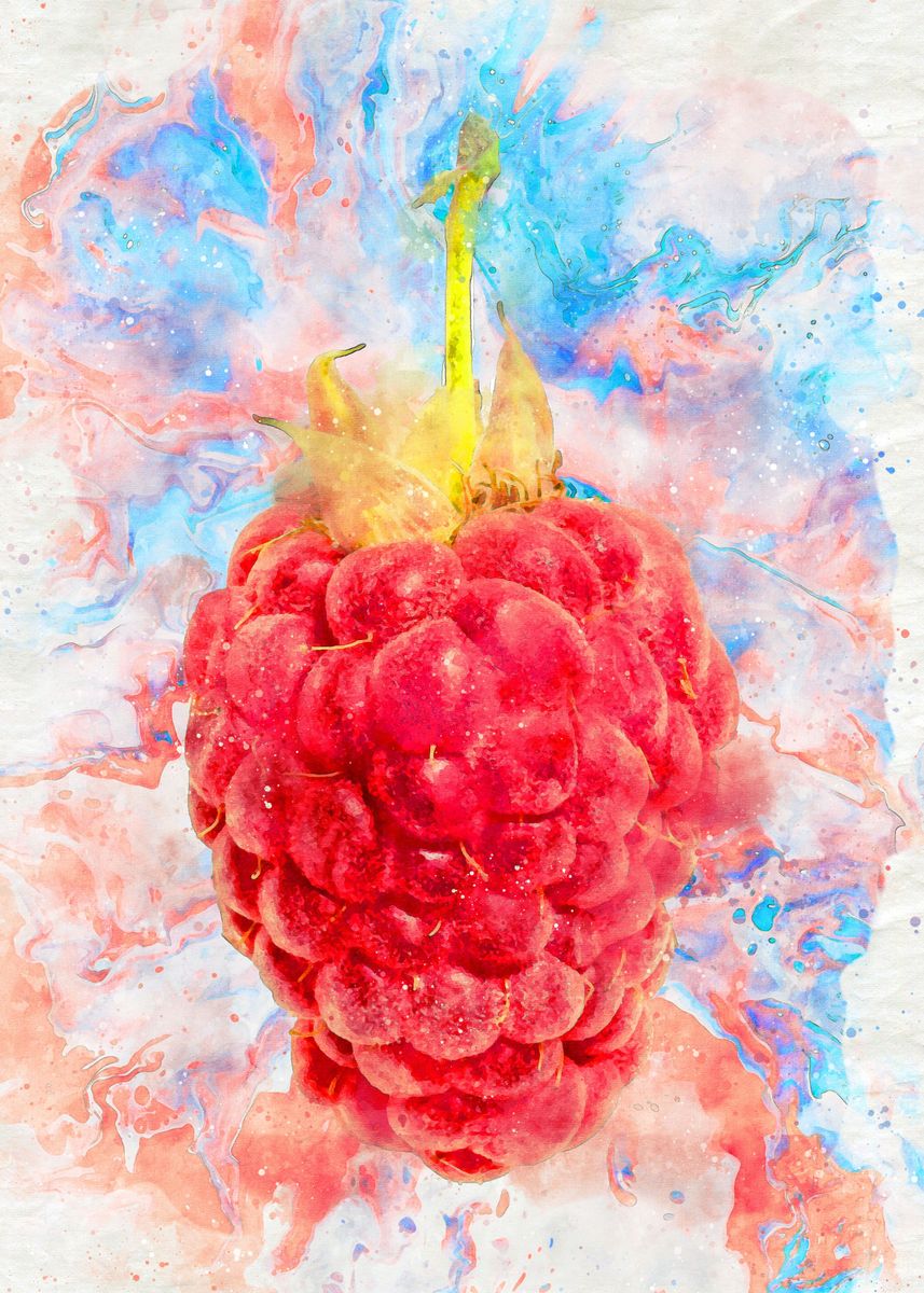 'Red Raspberry' Poster, picture, metal print, paint by INDO ART | Displate
