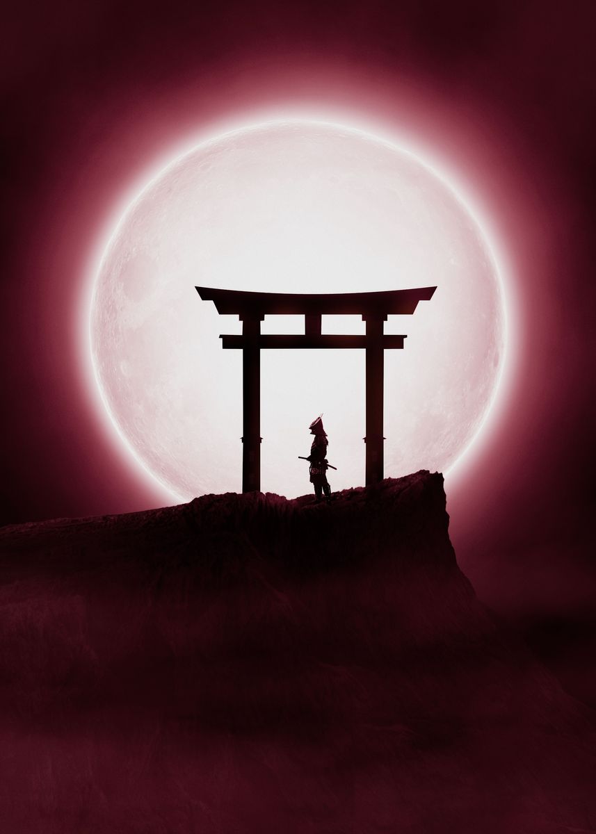 'Samurai moon' Poster, picture, metal print, paint by Faissal Thomas ...