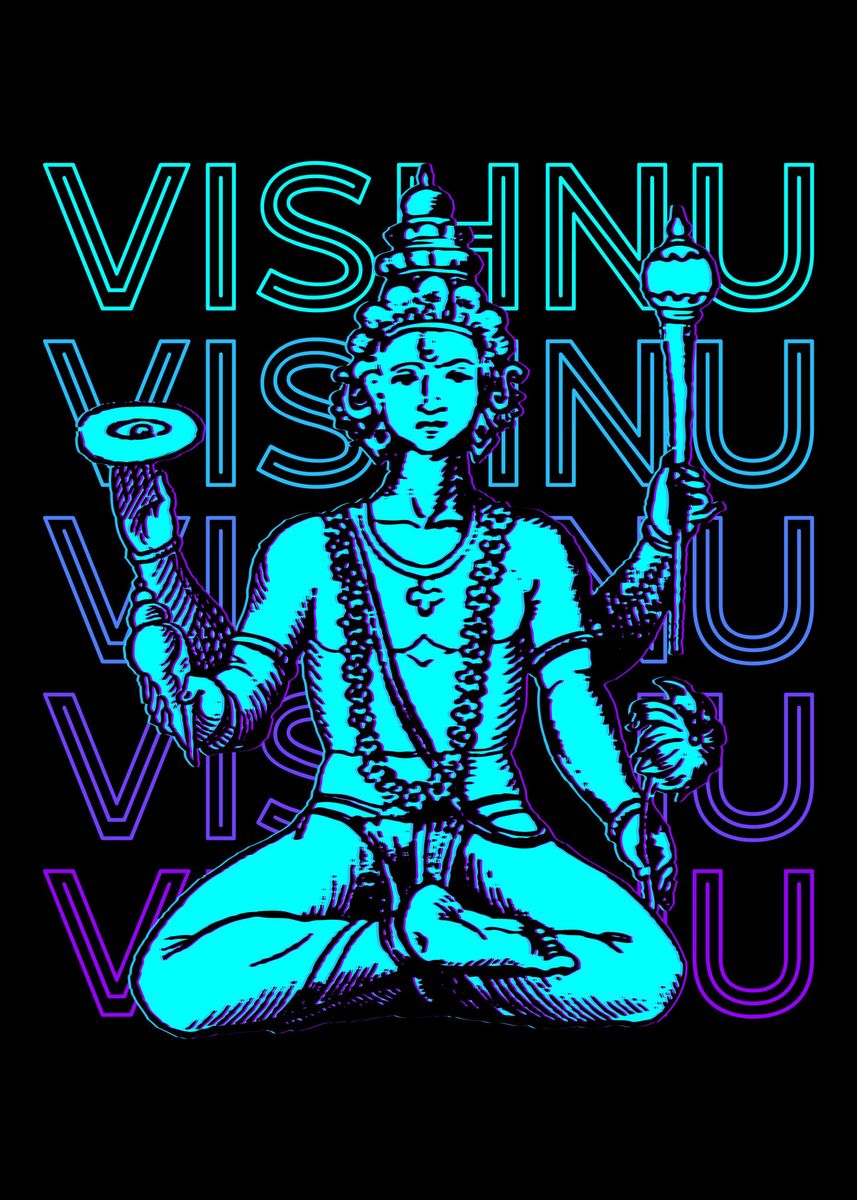 'Vishnu Hindu God' Poster, picture, metal print, paint by AestheticAlex ...