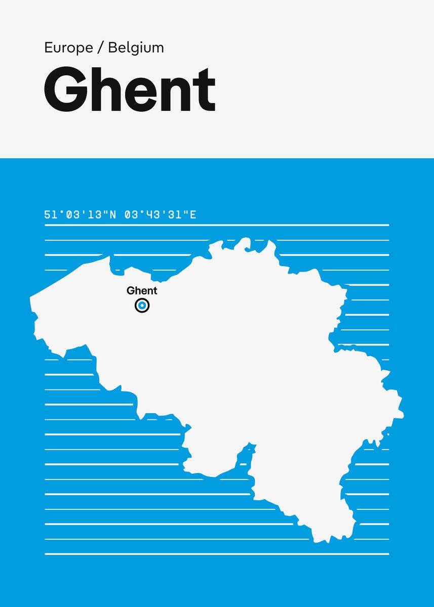 'Ghent Belgium Map' Poster, picture, metal print, paint by Visitify ...