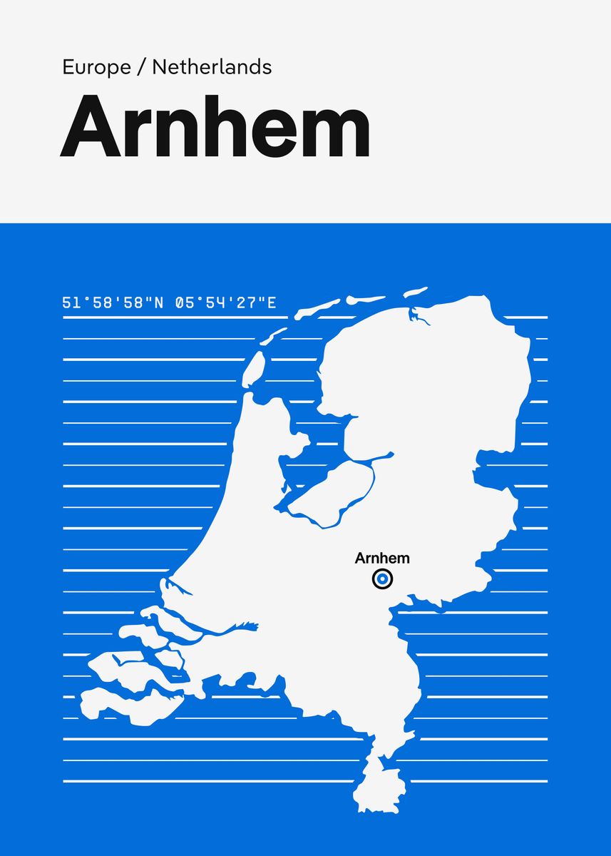 'Arnhem The Netherlands Map' Poster by Visitify | Displate