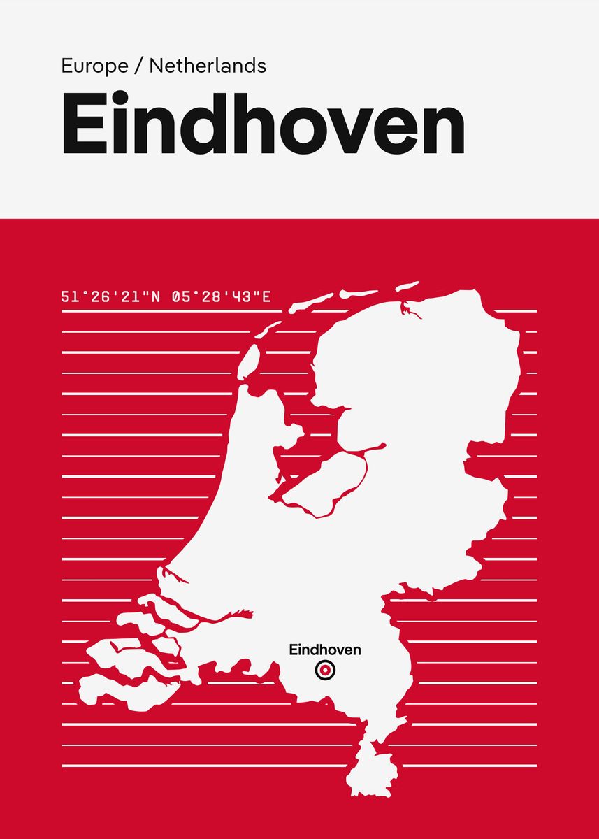 'Eindhoven City Map' Poster, picture, metal print, paint by Visitify ...