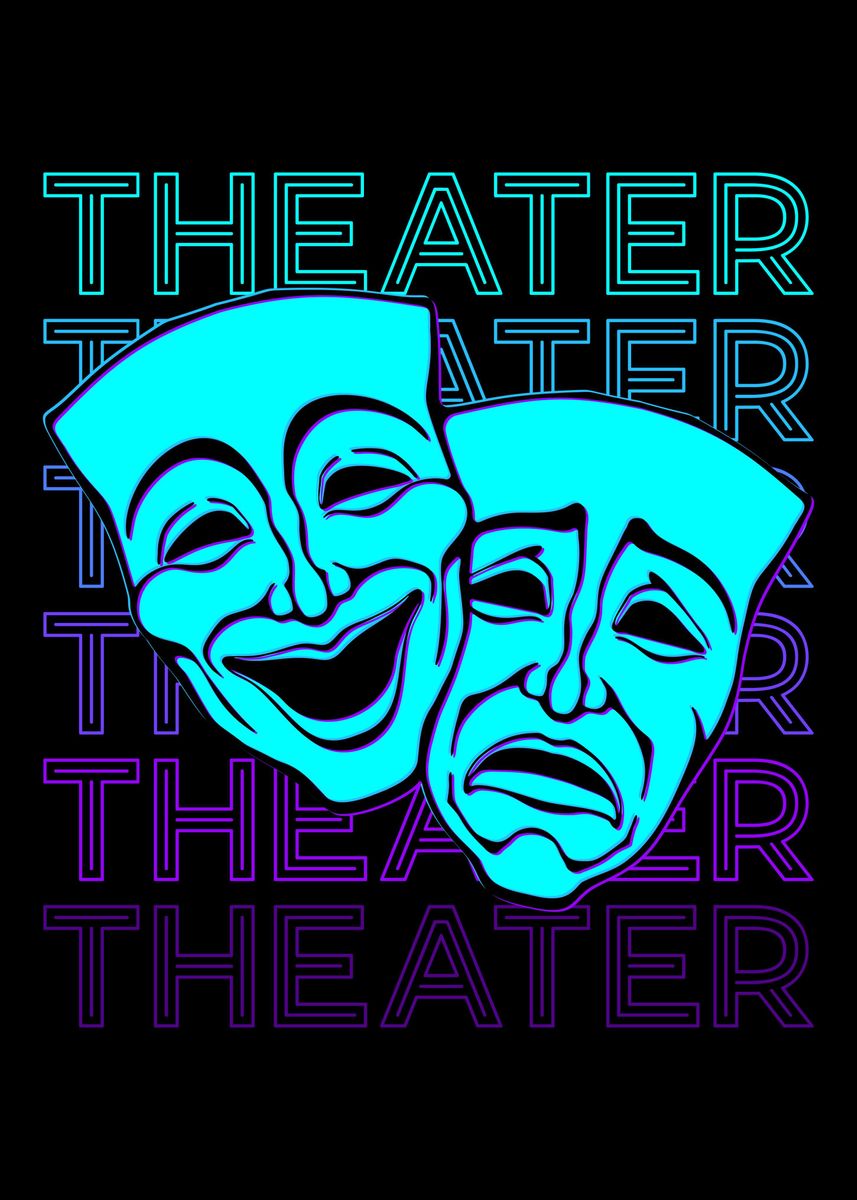 'Theater Masks Retro' Poster, picture, metal print, paint by ...