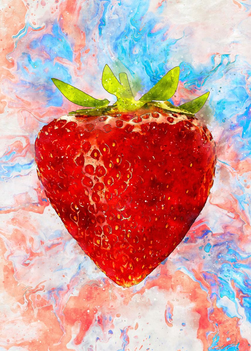 'Red Strawberry Painting' Poster, picture, metal print, paint by INDO ...