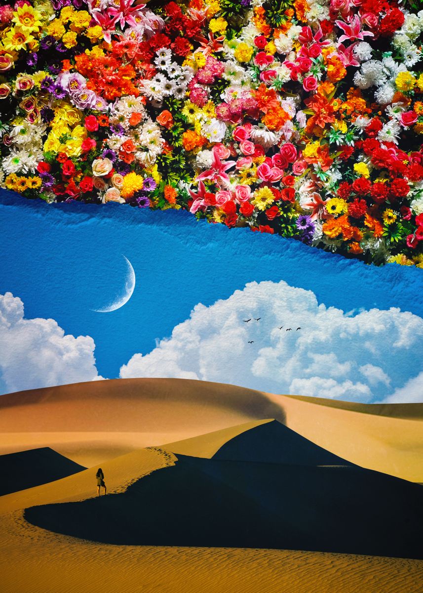 'A Desert Full Of Flowers' Poster, picture, metal print, paint by seam ...