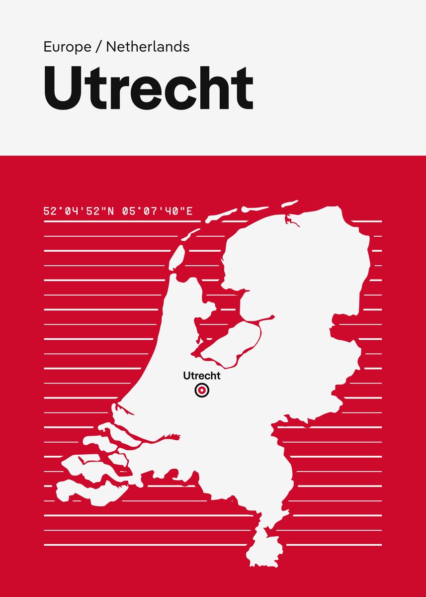 'Utrecht City Map' Poster, picture, metal print, paint by Visitify ...