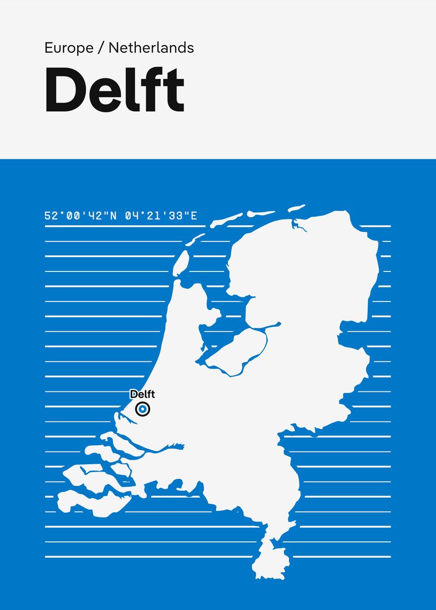 'Delft City Map' Poster, picture, metal print, paint by Visitify | Displate