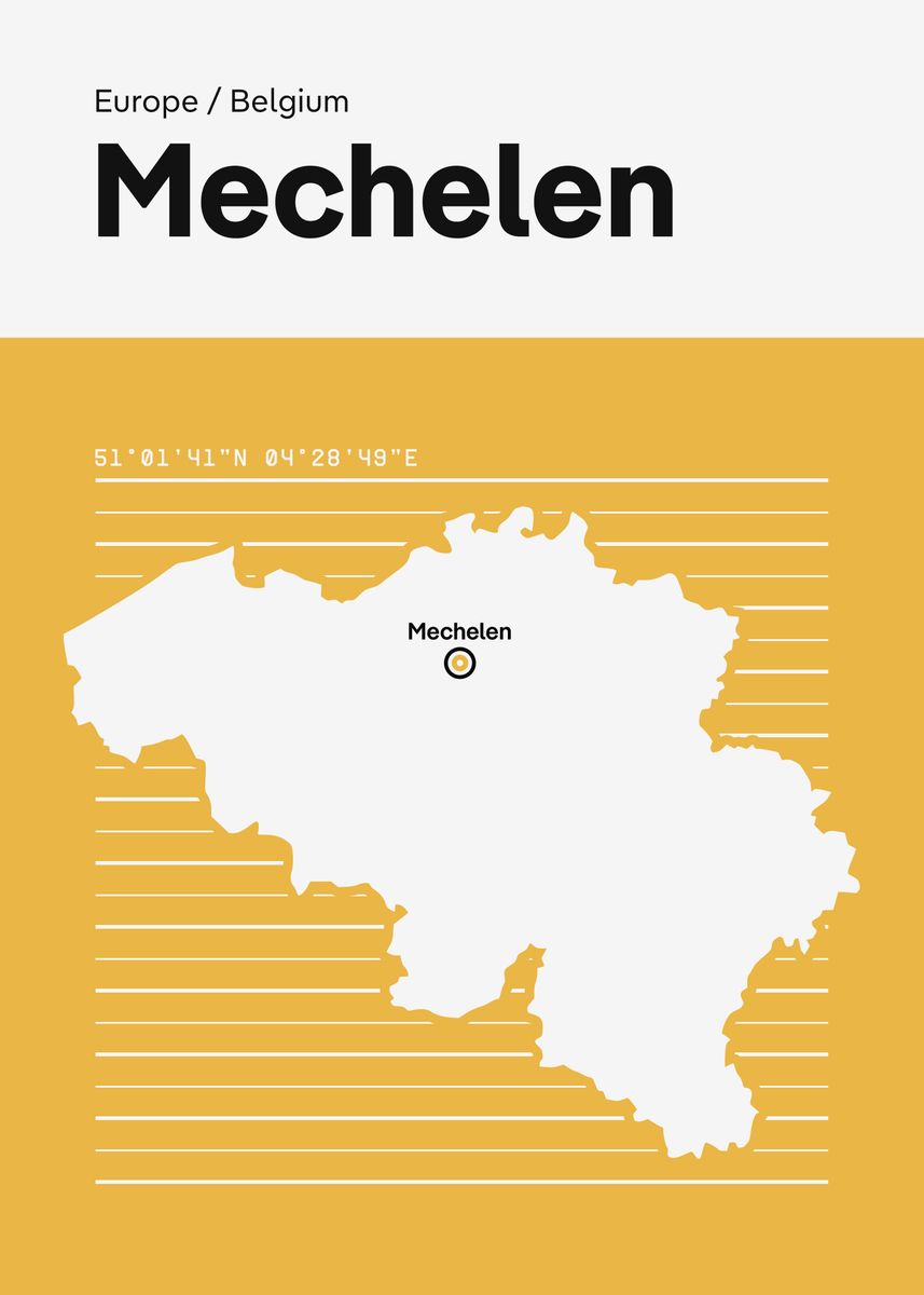 'Mechelen Belgium Map' Poster by Visitify | Displate