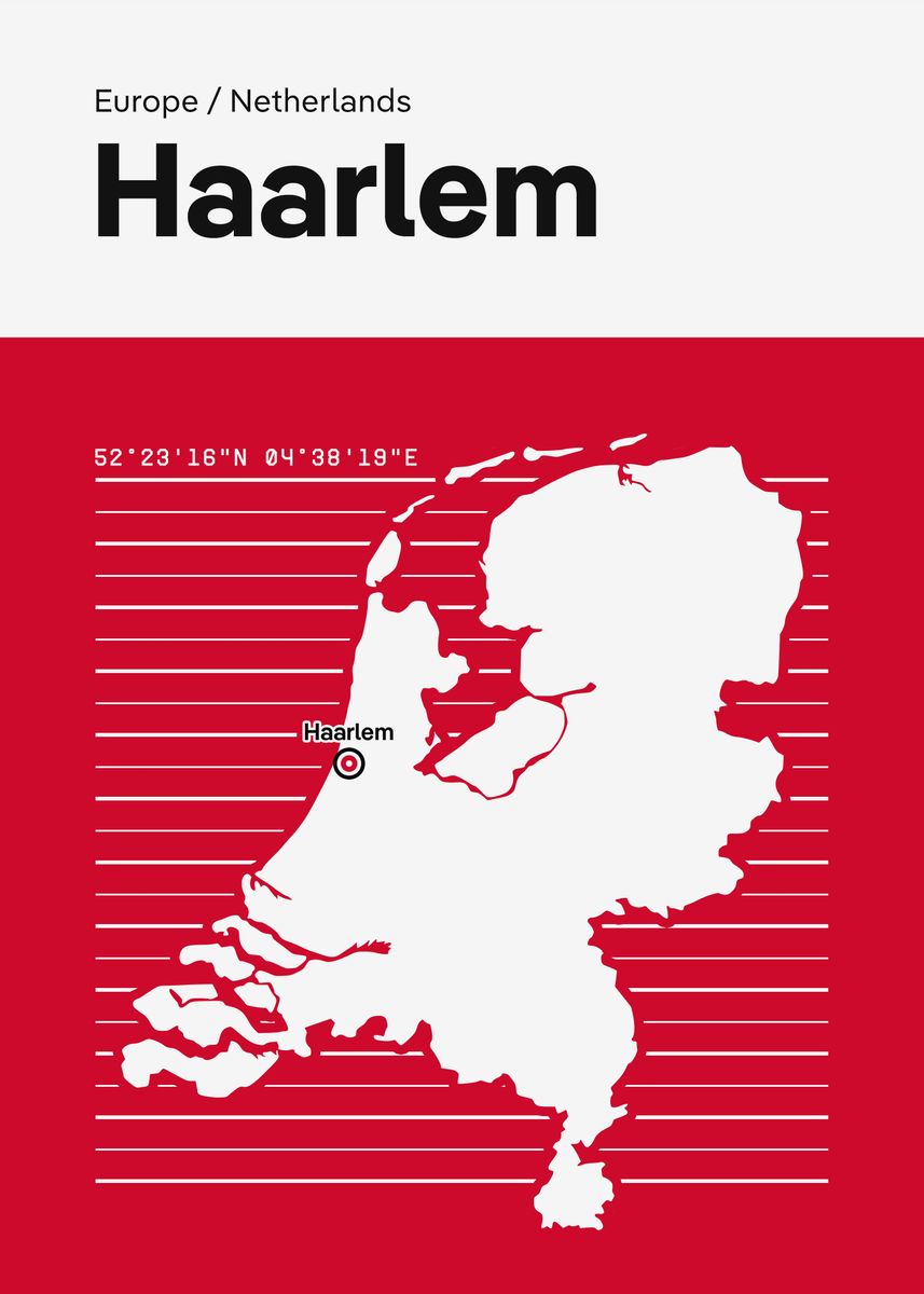 'Haarlem City Map' Poster, picture, metal print, paint by Visitify ...