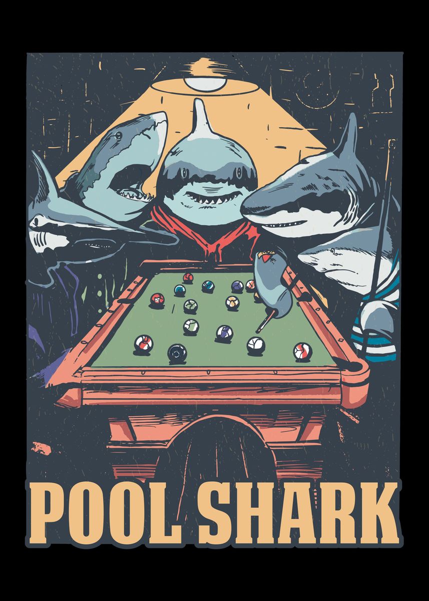'Pool Shark' Poster, picture, metal print, paint by CatRobot | Displate