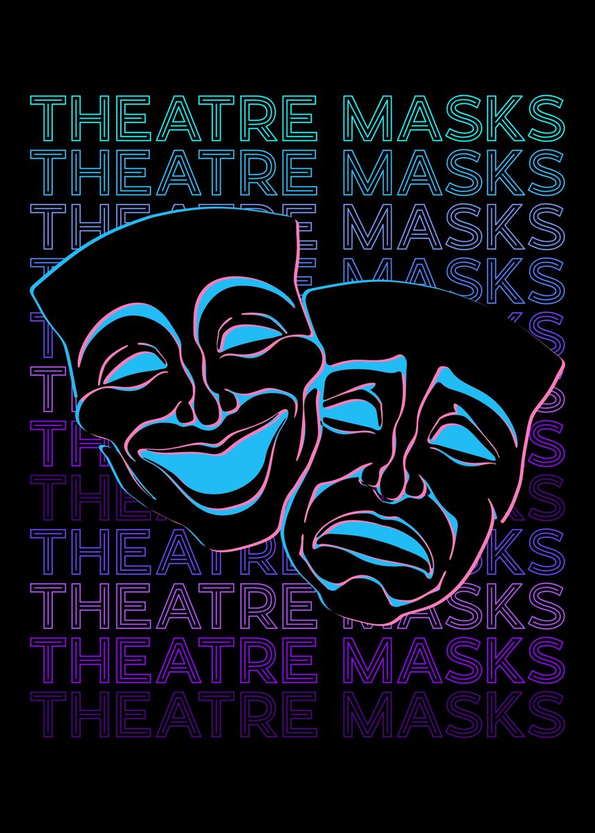 'Theatre Masks Retro' Poster by AestheticAlex | Displate