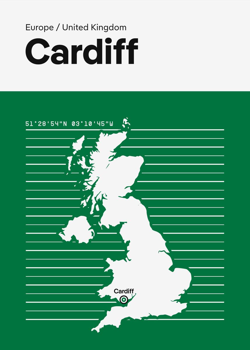 'Cardiff City Map' Poster, picture, metal print, paint by Visitify ...