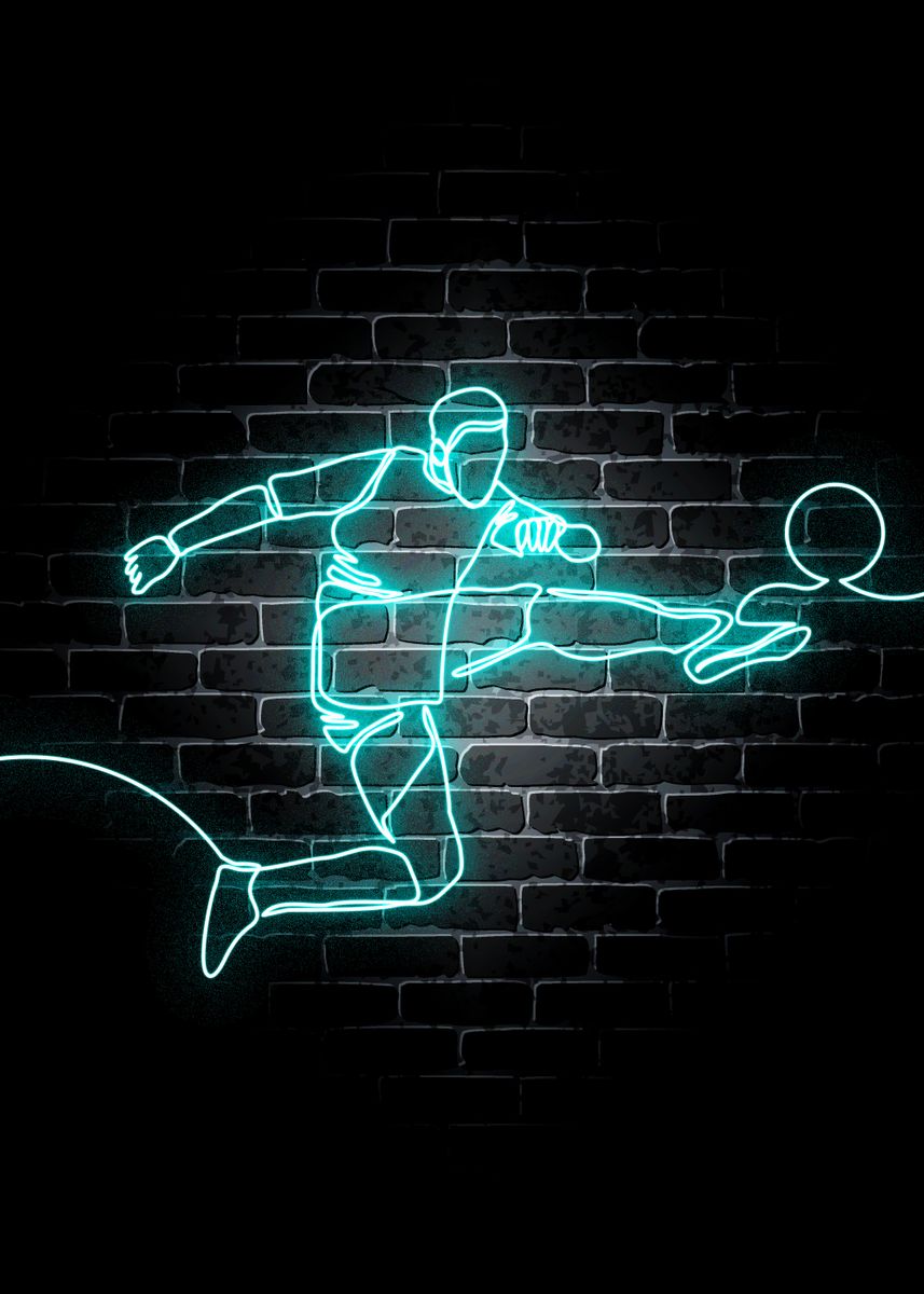 'Football Neon Sports' Poster, picture, metal print, paint by EPL Retro ...