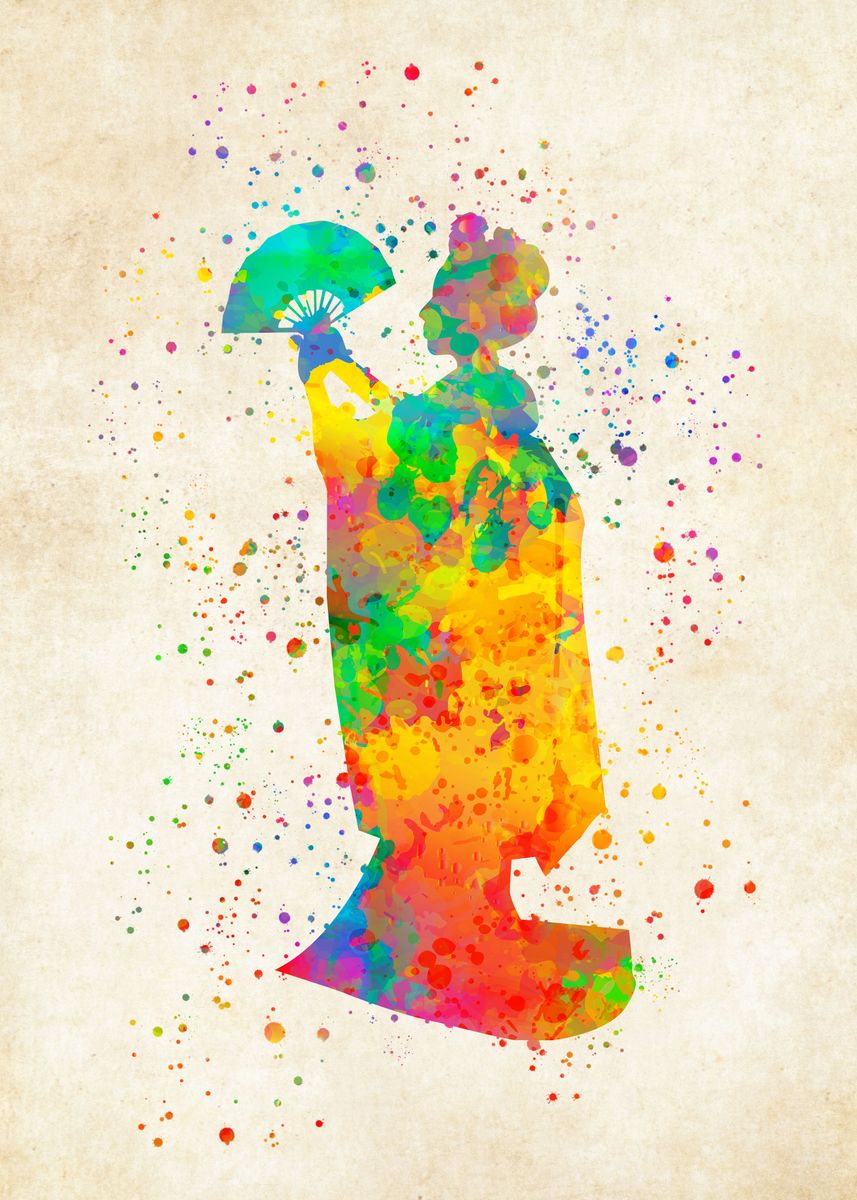 'Geisha watercolor' Poster, picture, metal print, paint by Ollie Reid ...