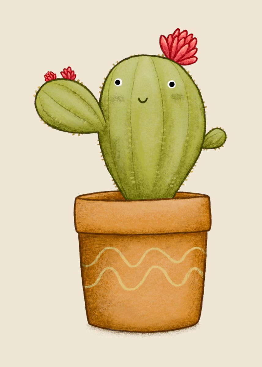 'Happy Potted Cactus' Poster by Sophie Corrigan | Displate