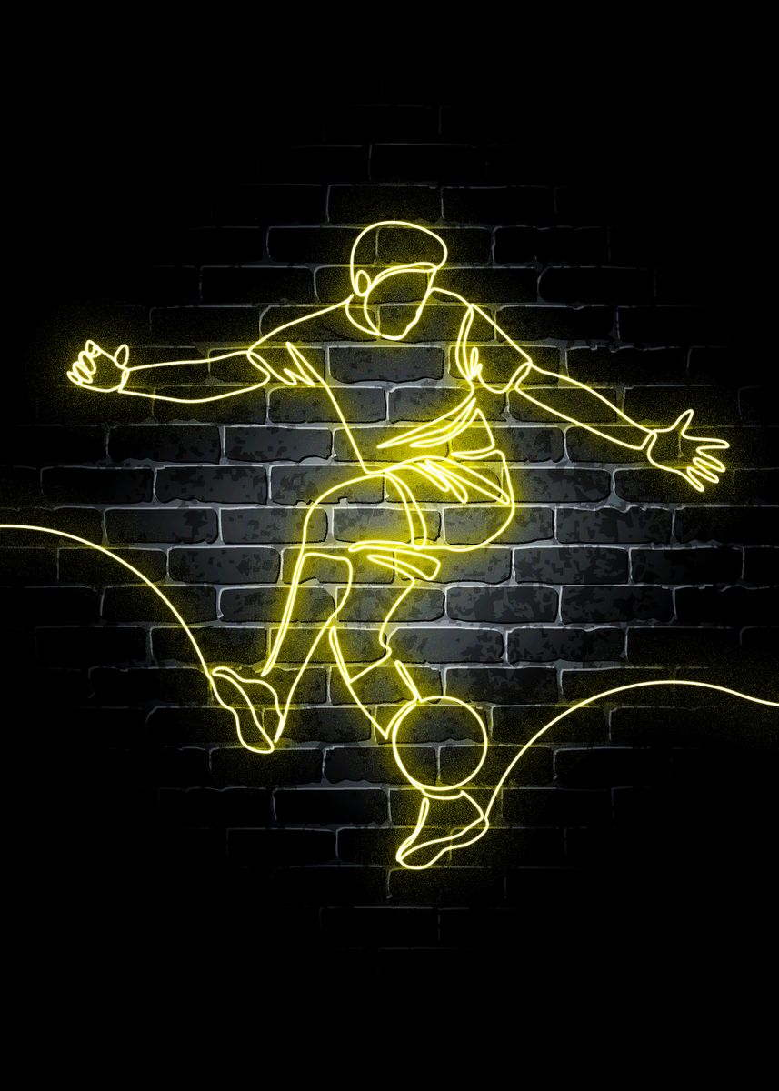 'Football Neon Sports' Poster, picture, metal print, paint by EPL Retro ...