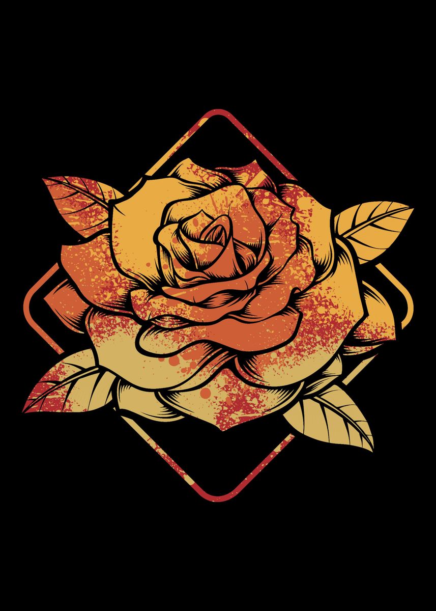 'Retro Rose Garden Roses' Poster, picture, metal print, paint by ...