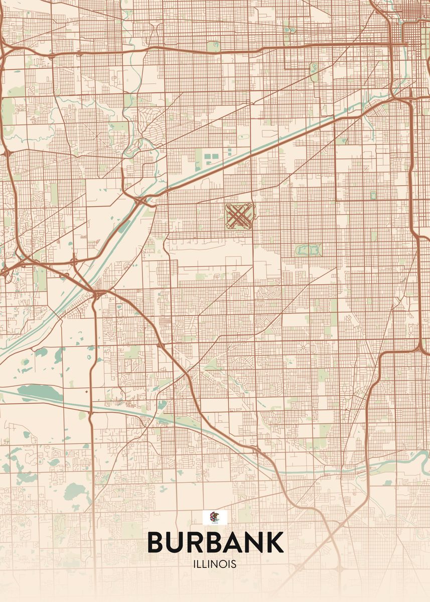 'Burbank IL' Poster, picture, metal print, paint by IMR Designs | Displate