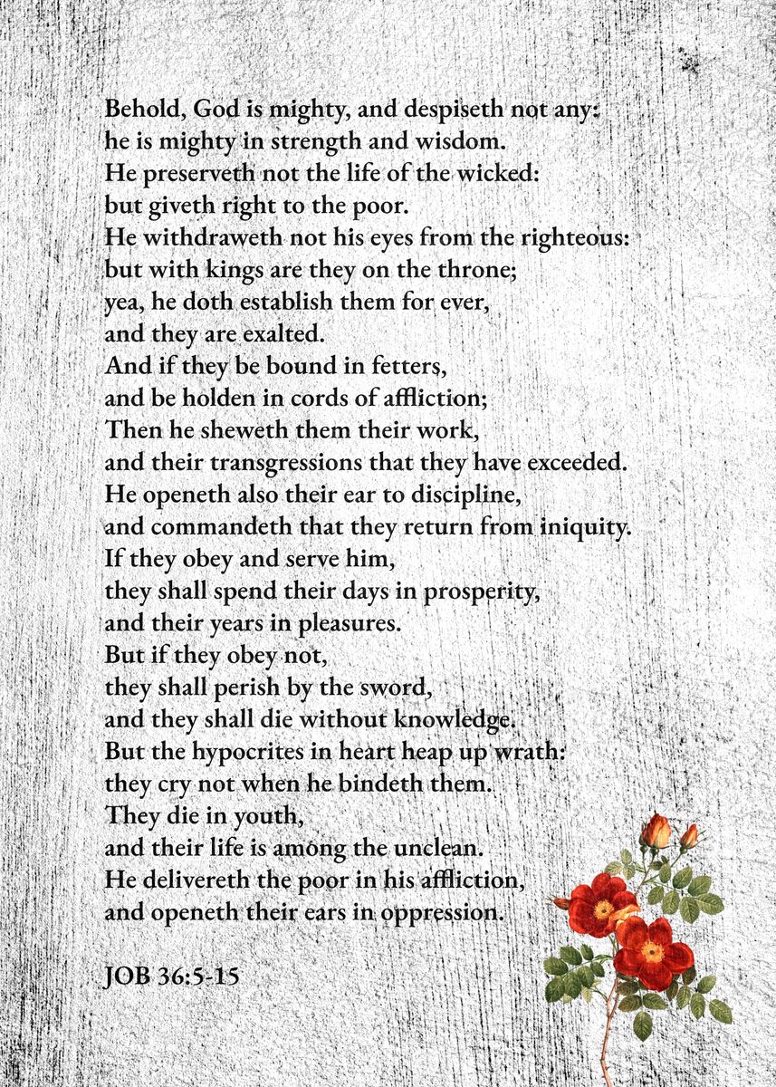 'Job 36 God Is Mighty' Poster, picture, metal print, paint by ...