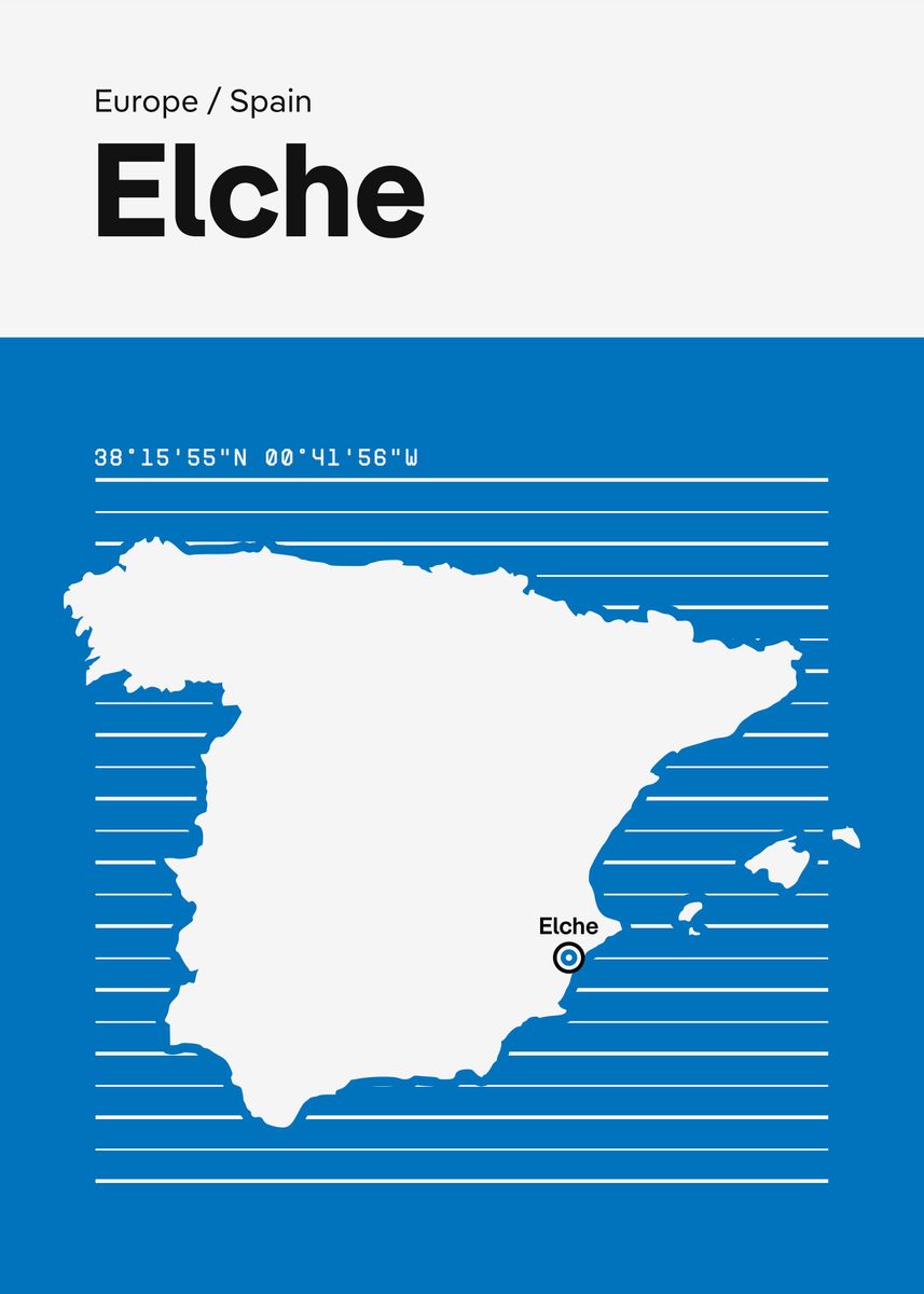 'Elche City Map' Poster, picture, metal print, paint by Visitify | Displate