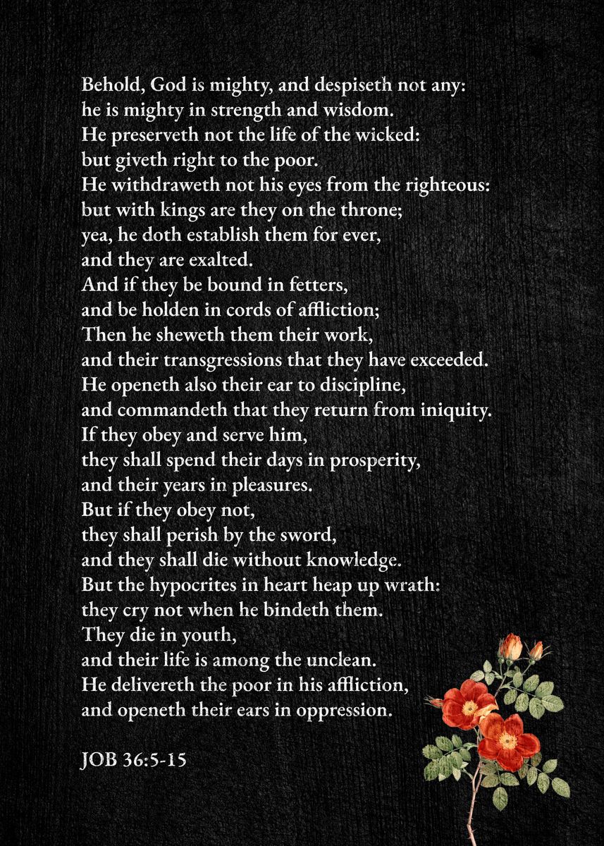 'Job 36 God Is Mighty' Poster, picture, metal print, paint by ...