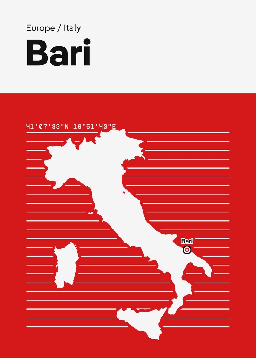 'Bari City Map' Poster by Visitify | Displate