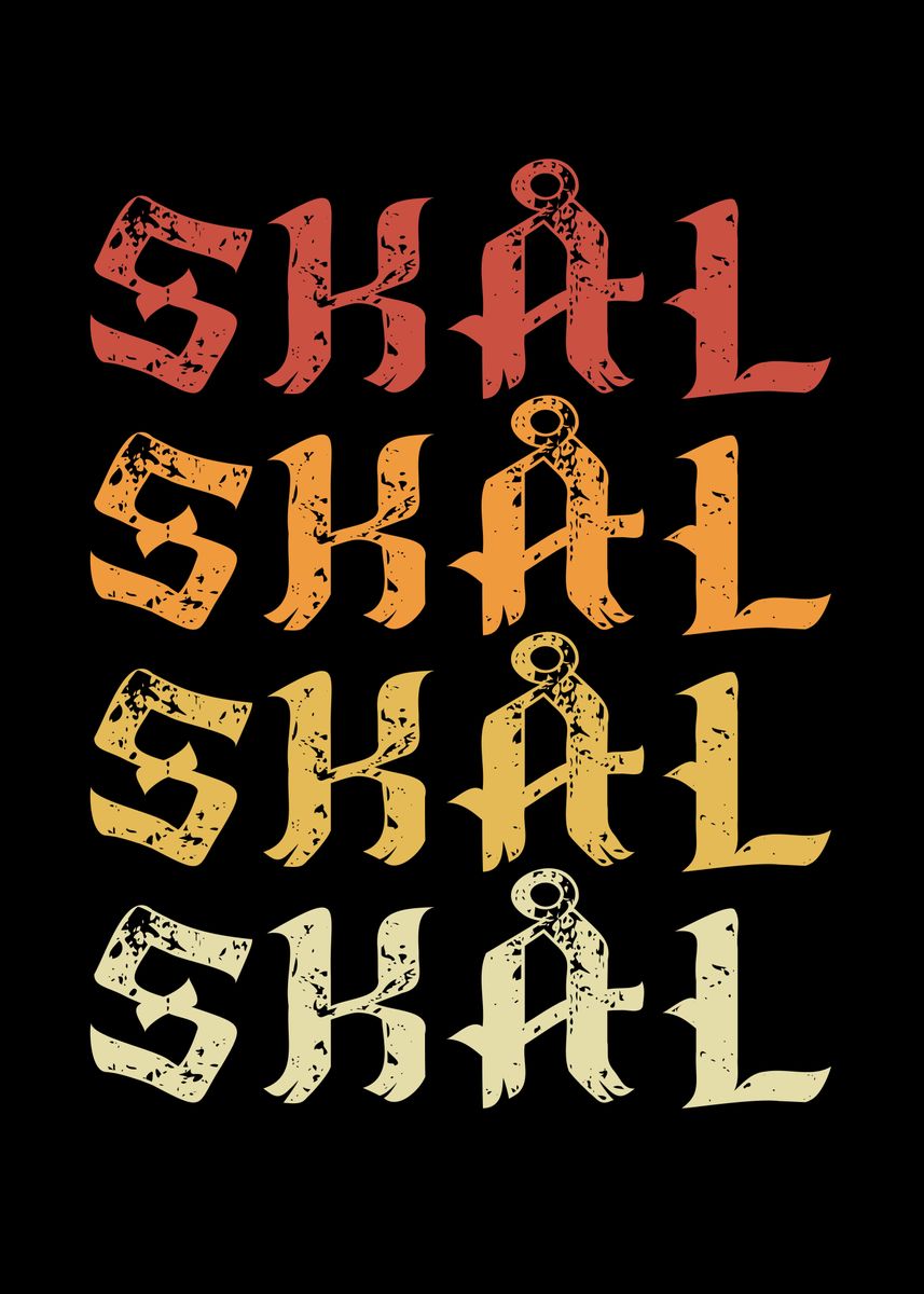 'Skal viking retro' Poster, picture, metal print, paint by BeMi | Displate