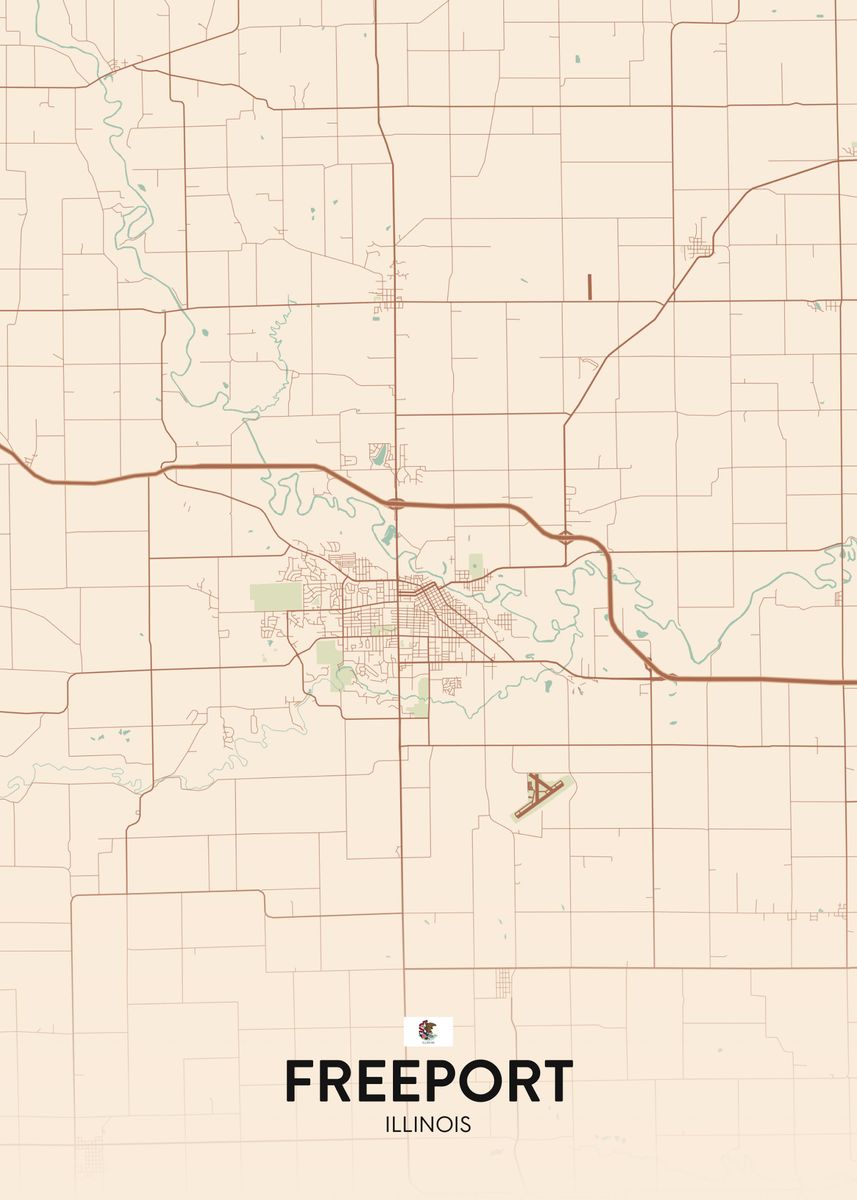 'Freeport IL' Poster, picture, metal print, paint by IMR Designs | Displate