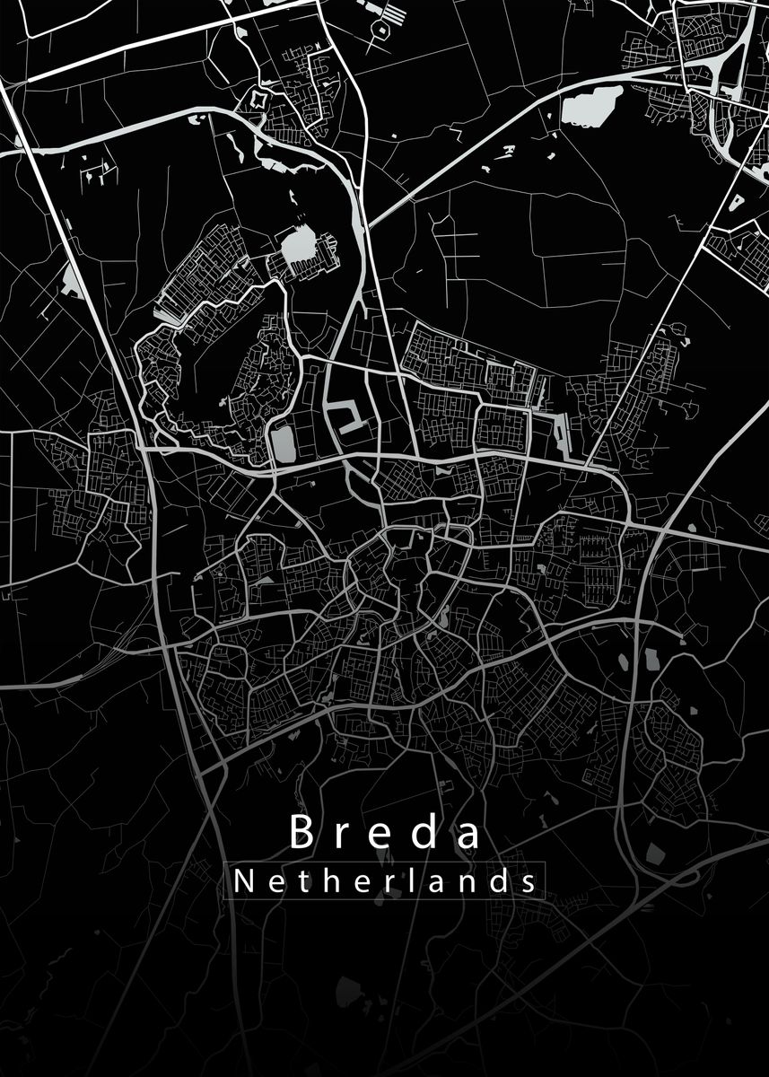 'Breda City Map' Poster, picture, metal print, paint by Mapique | Displate