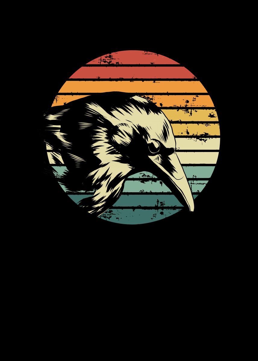 'Viking crow retro' Poster, picture, metal print, paint by BeMi | Displate