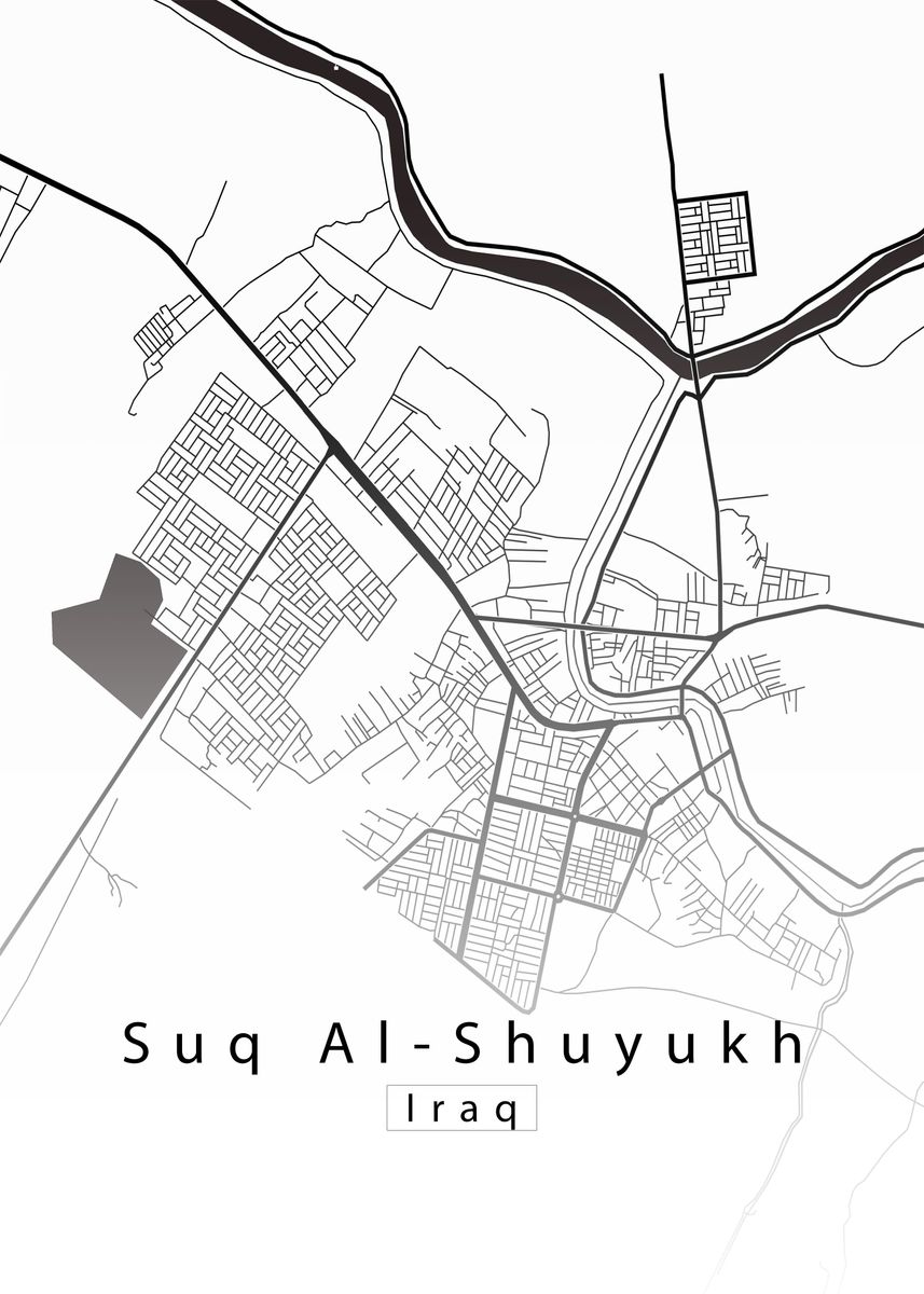 'Suq Al Shuyukh City Map ' Poster, picture, metal print, paint by ...