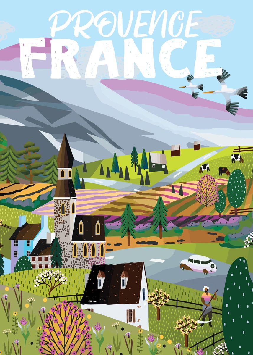 'Provence France' Poster, picture, metal print, paint by ...