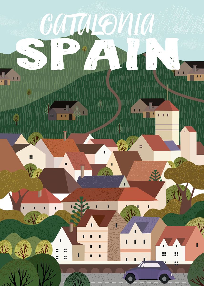 'Catalonia Spain' Poster, picture, metal print, paint by ...