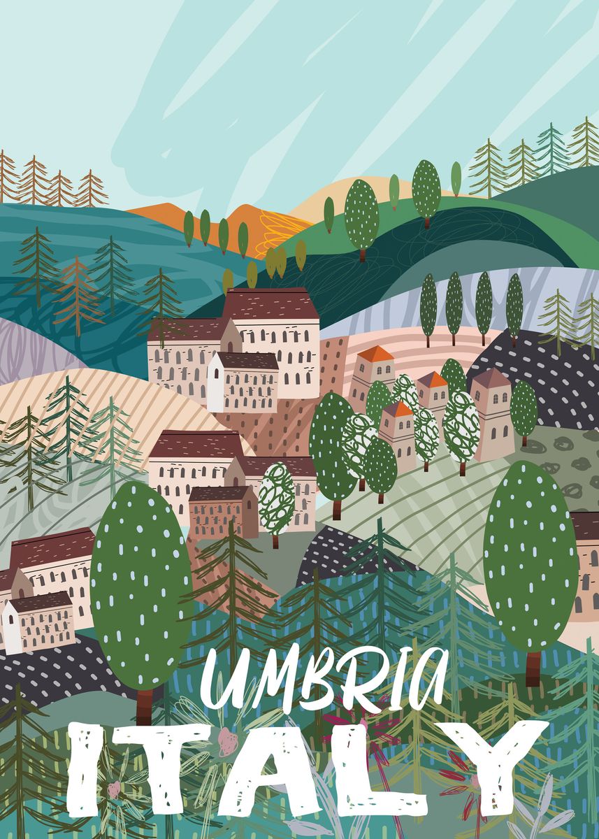 'Umbria Italy' Poster, picture, metal print, paint by ECLECTICimprint ...