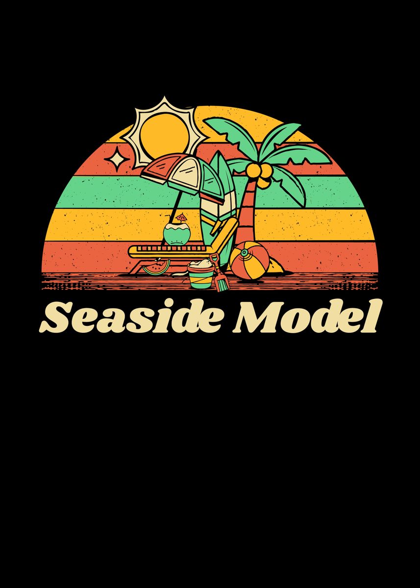 'Seaside Model Beach Social' Poster by MaximusDesigns | Displate