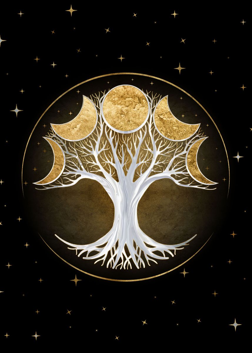 'Tree of life and moons' Poster, picture, metal print, paint by ...