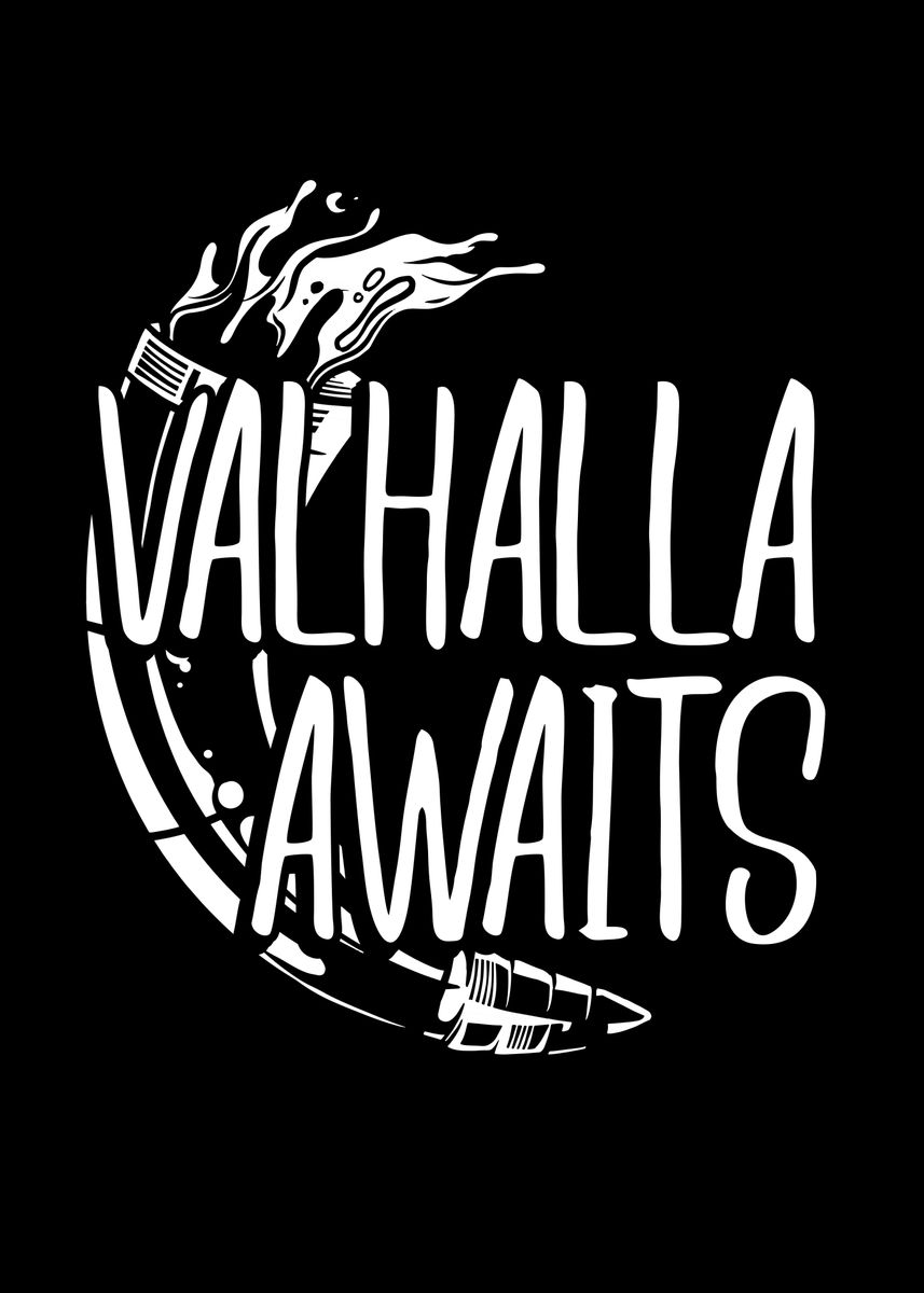 'Valhalla awaits horn' Poster, picture, metal print, paint by BeMi ...
