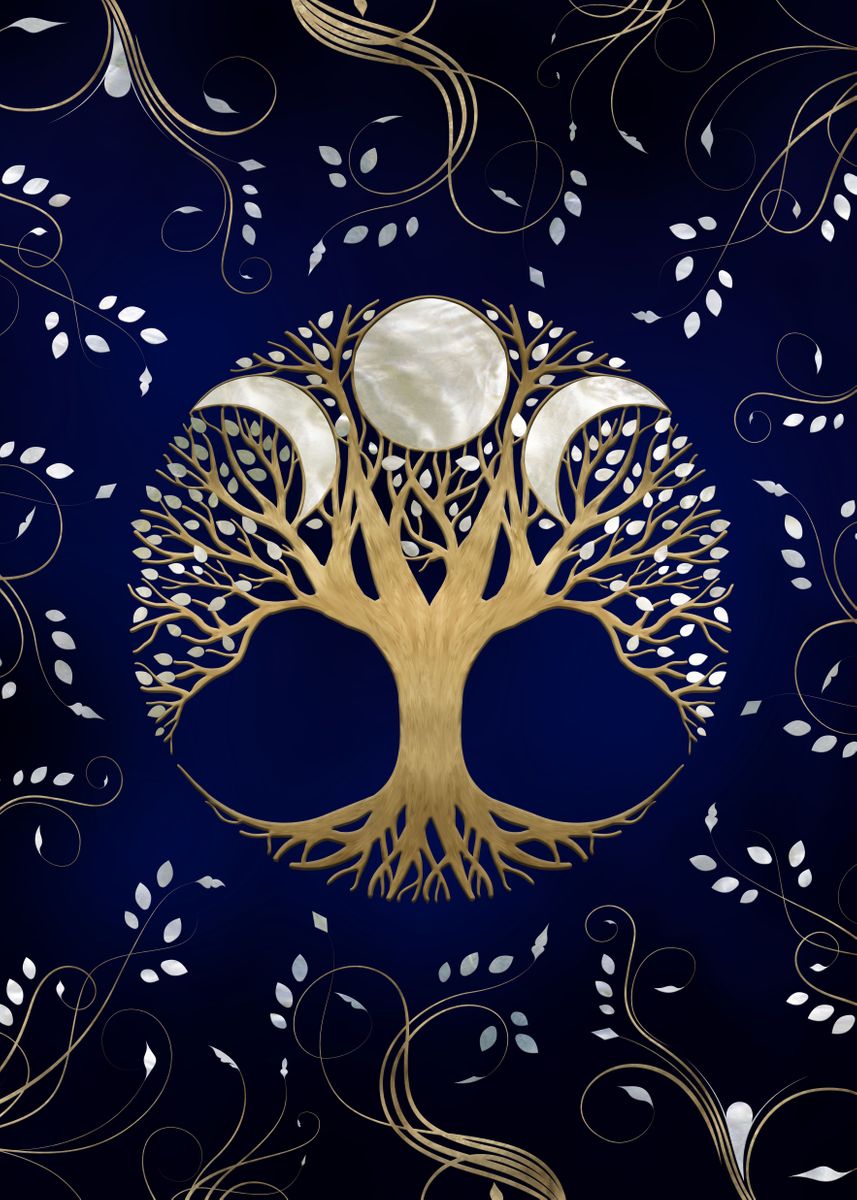 'Triple Moon Tree of life' Poster, picture, metal print, paint by ...