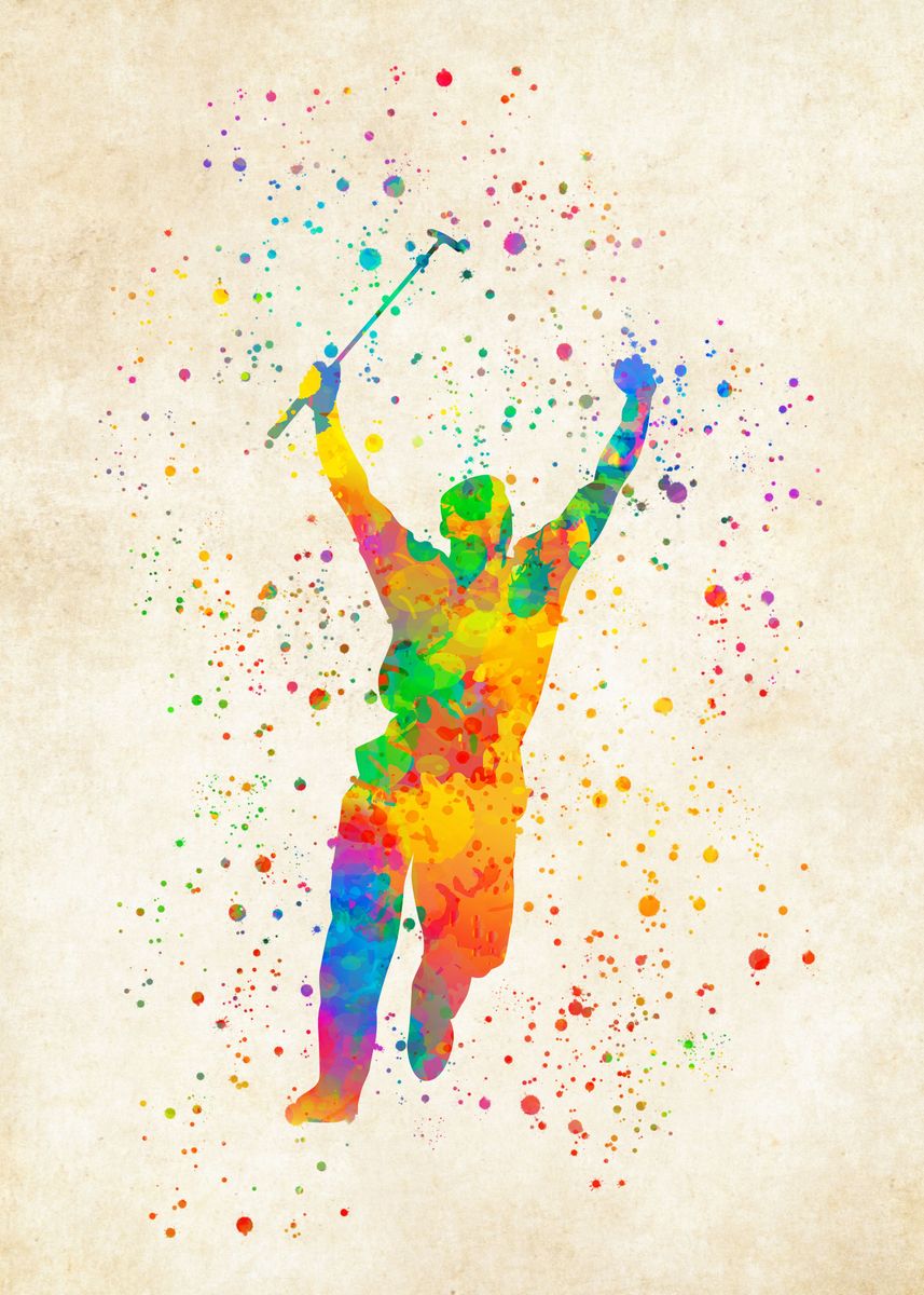 'Golfer Watercolor' Poster, picture, metal print, paint by Ollie Reid ...