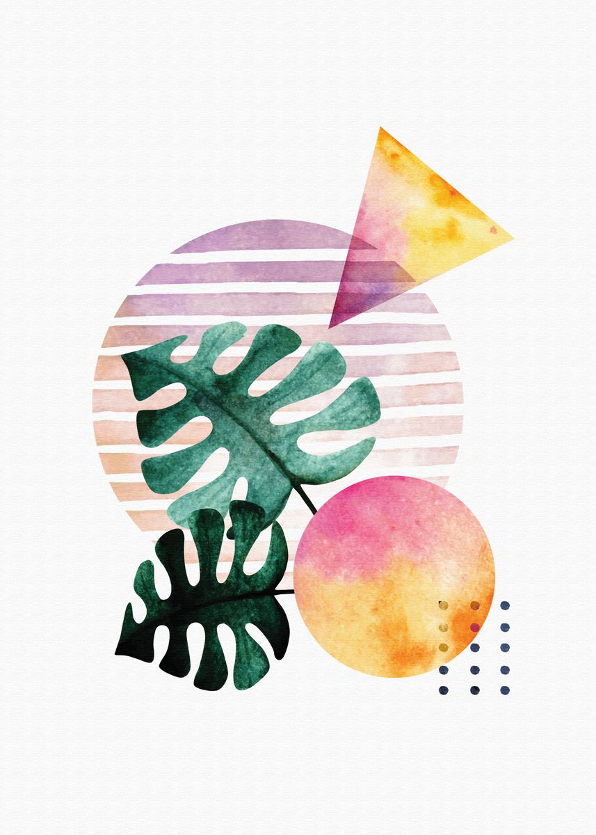 'Abstract shape watercolor' Poster, picture, metal print, paint by Le ...