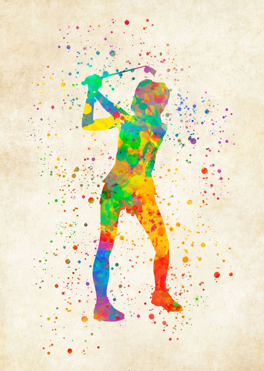 'Woman Golfer Watercolor' Poster, picture, metal print, paint by Ollie ...
