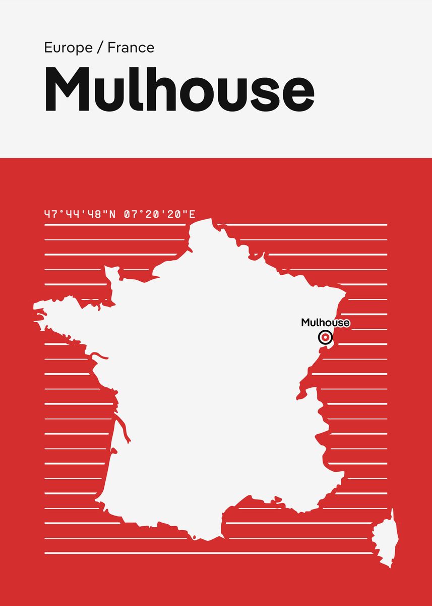 'Mulhouse City Map' Poster, picture, metal print, paint by Visitify ...