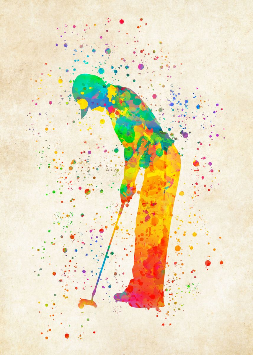 'Golfer Watercolor' Poster by Ollie Reid | Displate