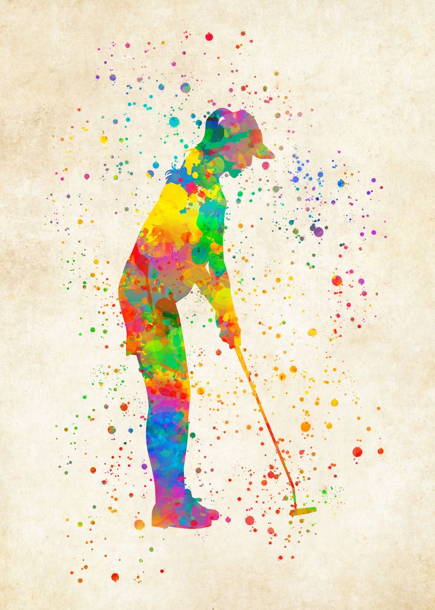 'Woman Golfer Watercolor' Poster, picture, metal print, paint by Ollie ...