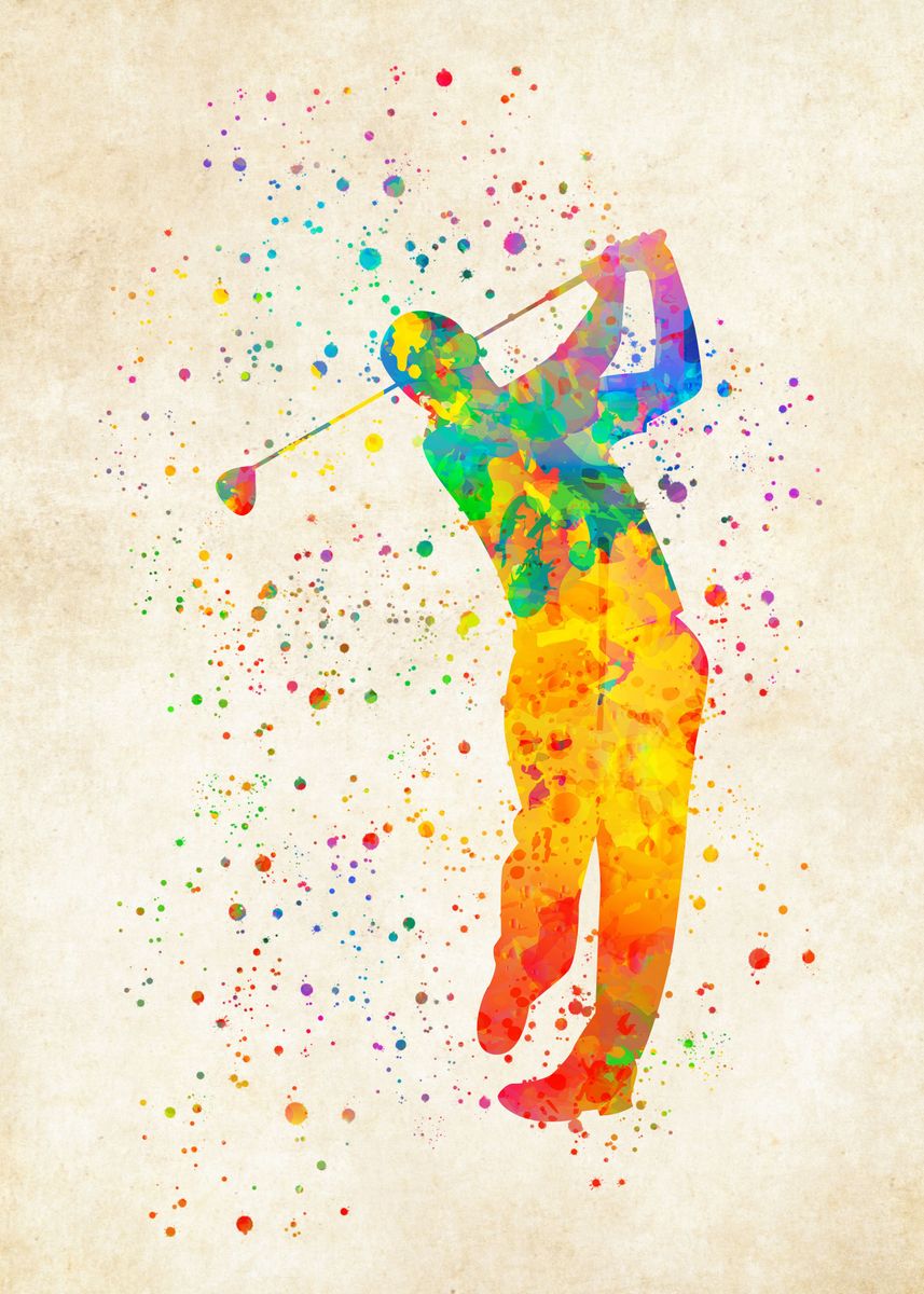 'Golfer Watercolor' Poster by Ollie Reid | Displate