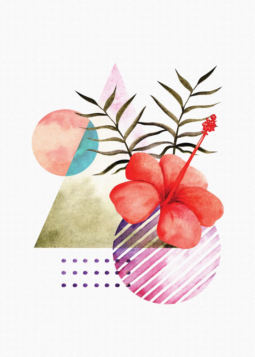 'Abstract shape watercolor' Poster, picture, metal print, paint by Le ...