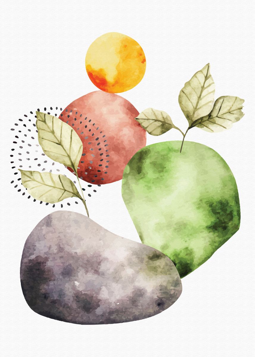 'Abstract shape watercolor' Poster, picture, metal print, paint by Le ...