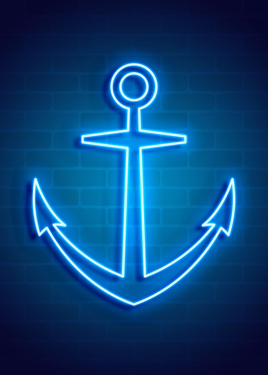 'neon anchor' Poster, picture, metal print, paint by dam art | Displate